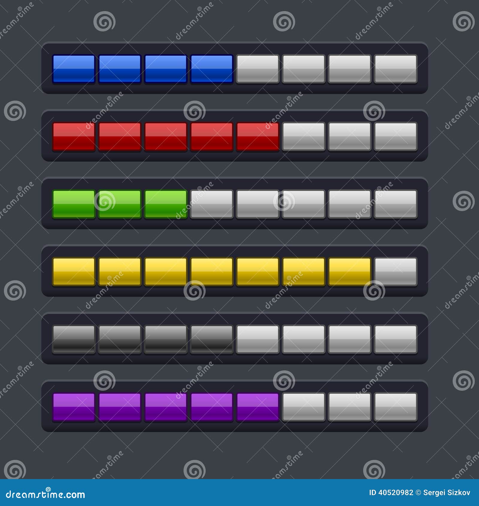 Color Loading Progress Bar Set. Stock Vector - Illustration of glass ...