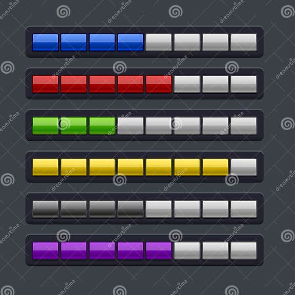 Color Loading Progress Bar Set. Stock Vector - Illustration of glass ...