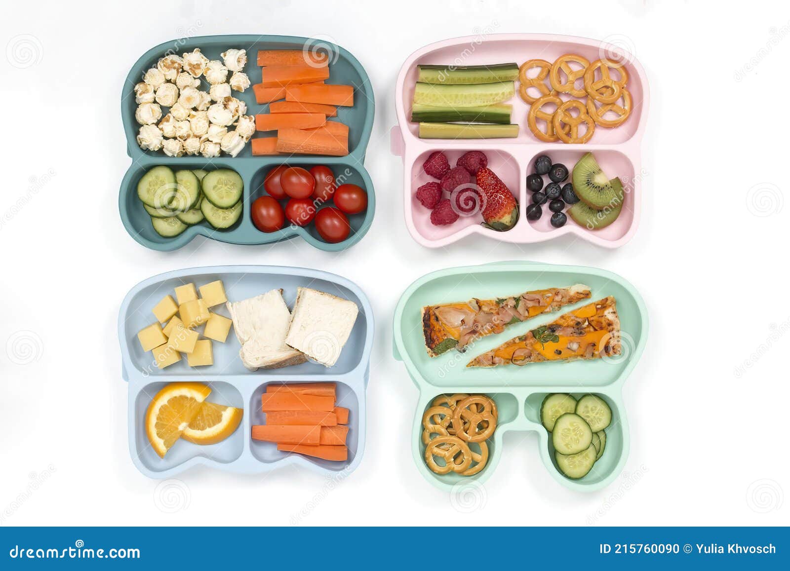 Color Lunch Boxes with Different Types of Food. Stock Photo - Image of ...