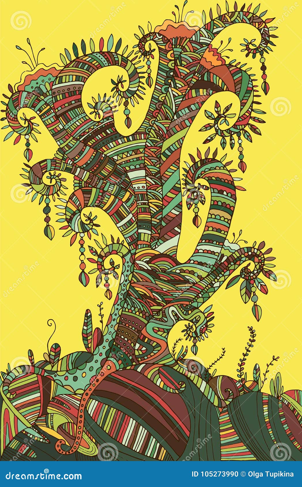 Color Magic Decorative Tree, Ethnic Doodle Style Stock Vector ...