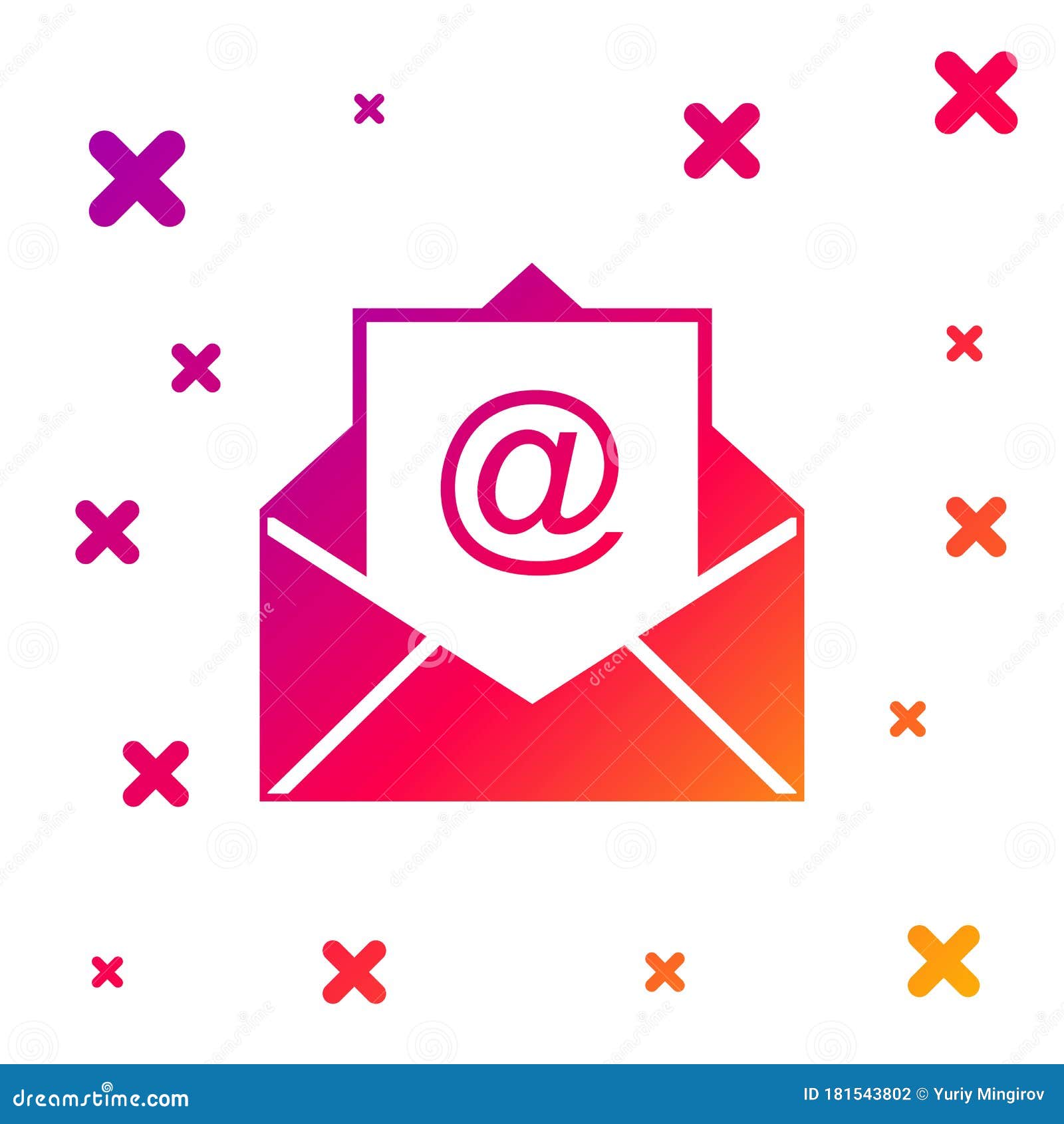 Color Mail and E-mail Icon Isolated on White Background. Envelope ...