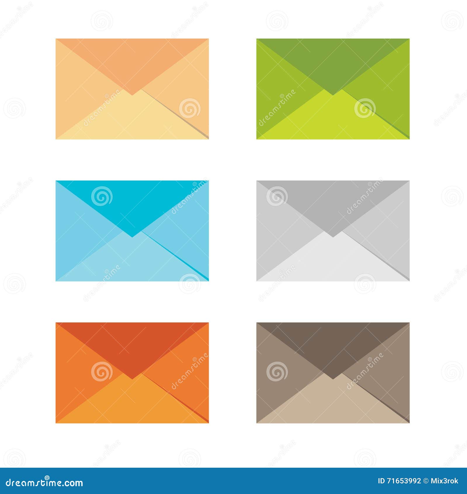 Color Mail Icon Set in Flat Design Style Stock Vector - Illustration of ...