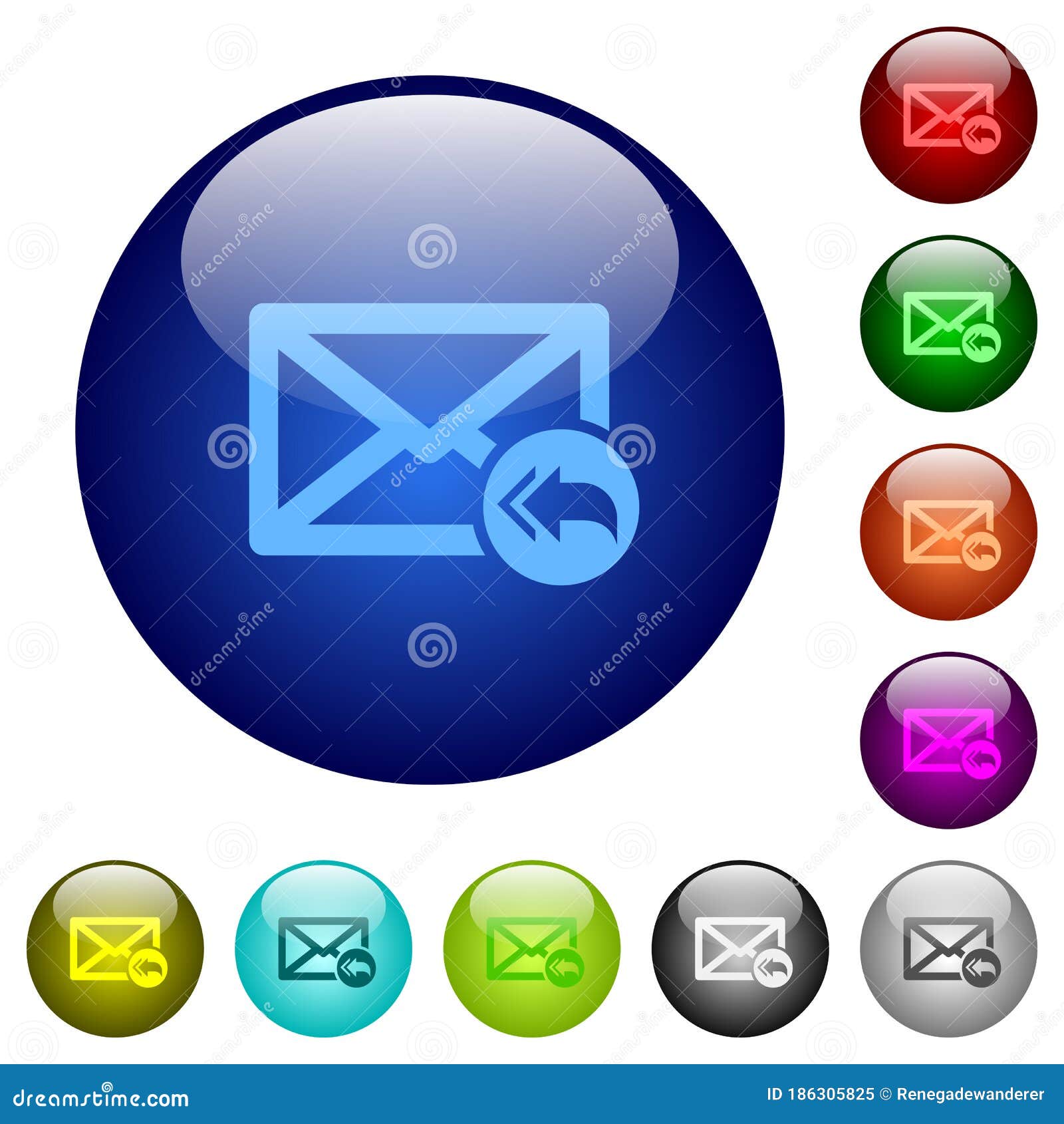 Color Mail Reply To All Recipient Glass Buttons Stock Illustration ...