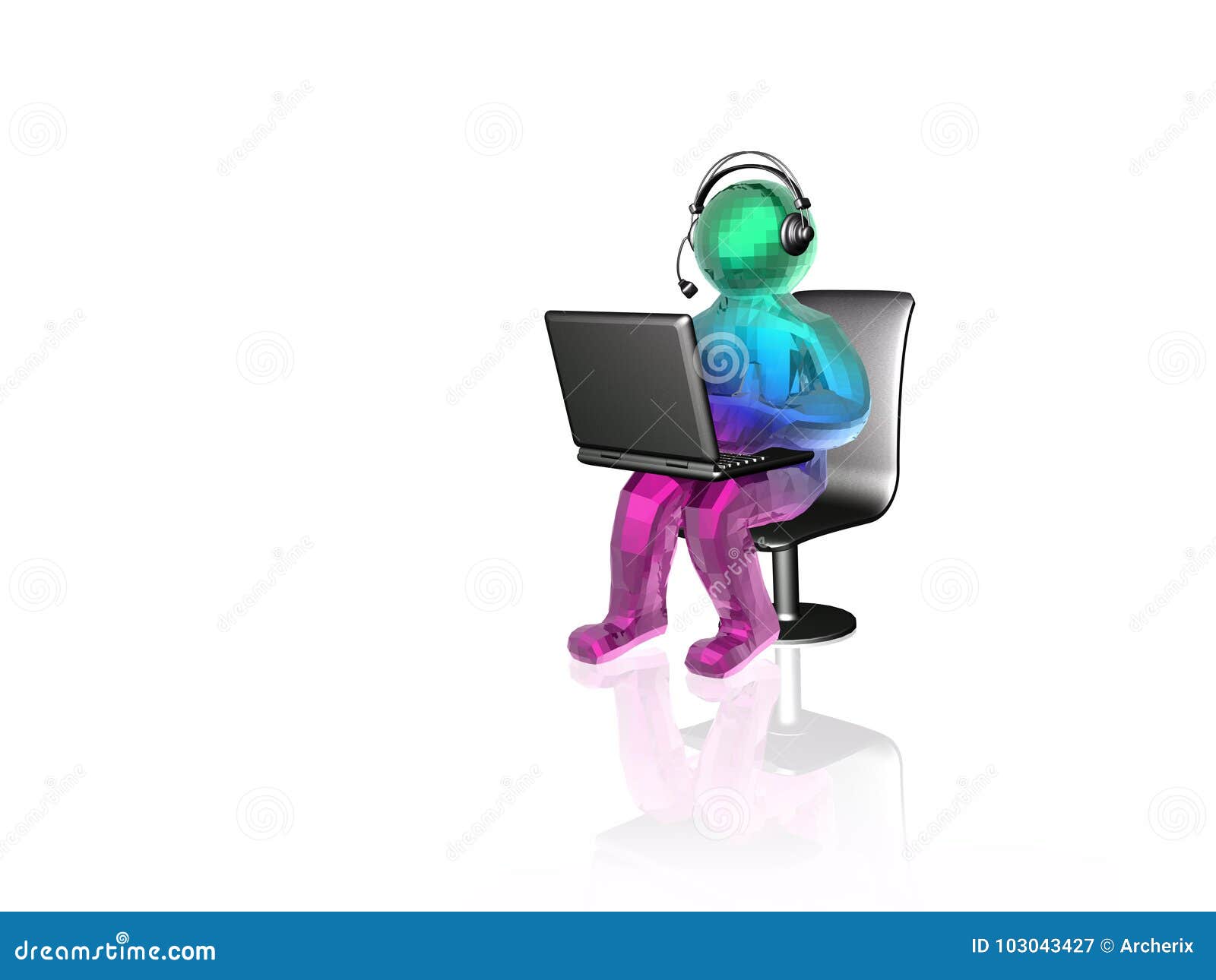Color man with laptop stock illustration. Illustration of allegory ...