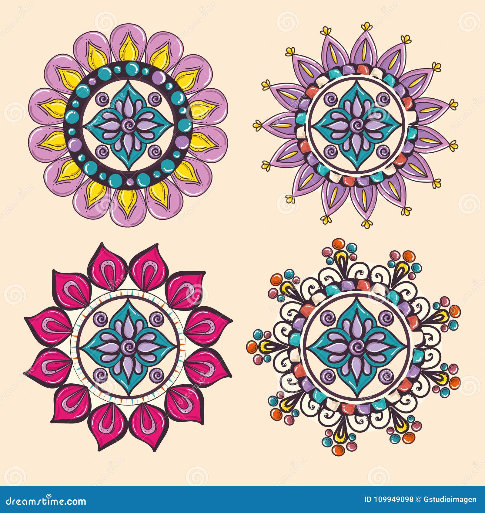 Color Mandala Pattern Background Stock Vector - Illustration of ...