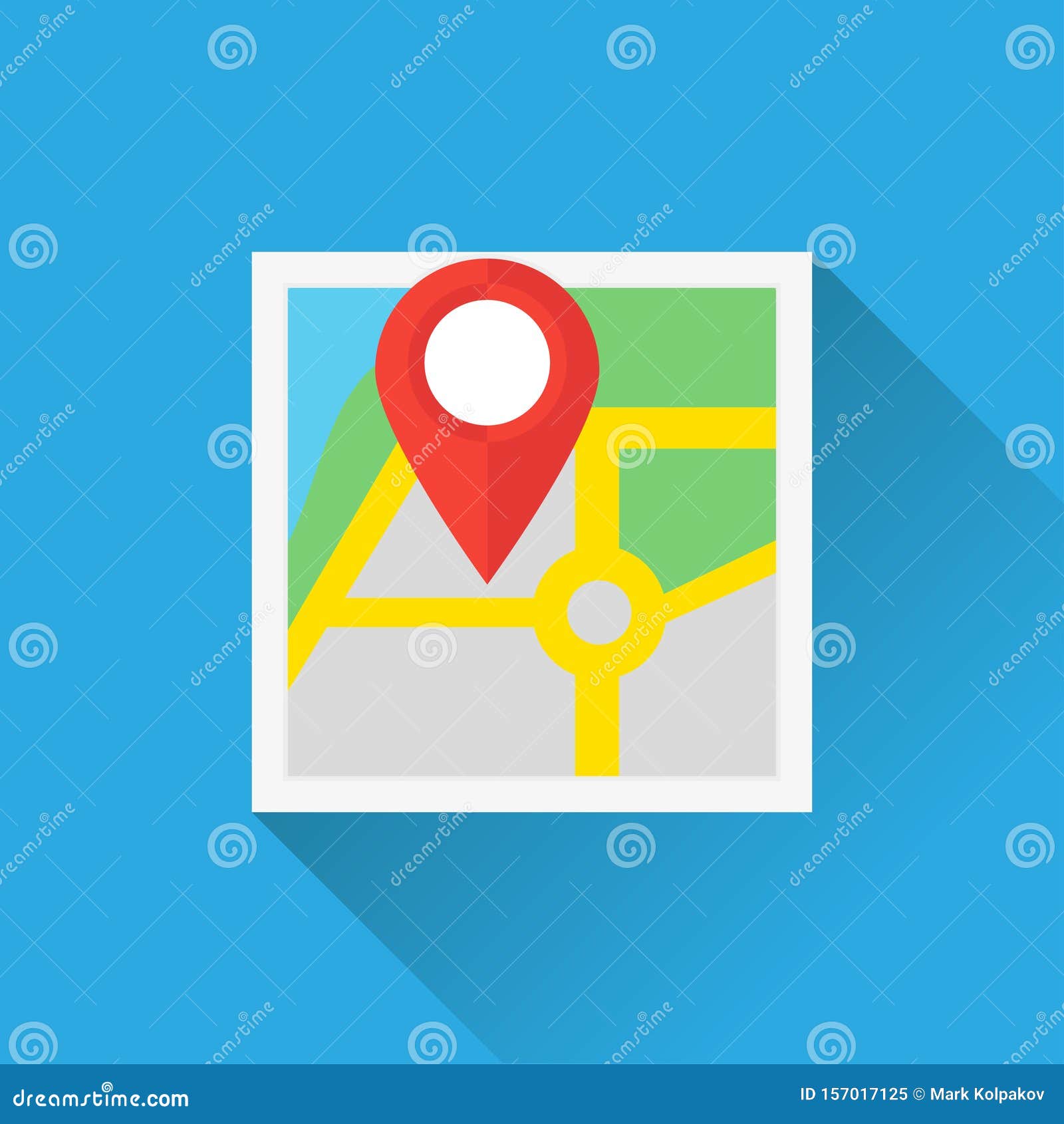 Color Map Icon and Marker Location, Flat Stock Illustration ...