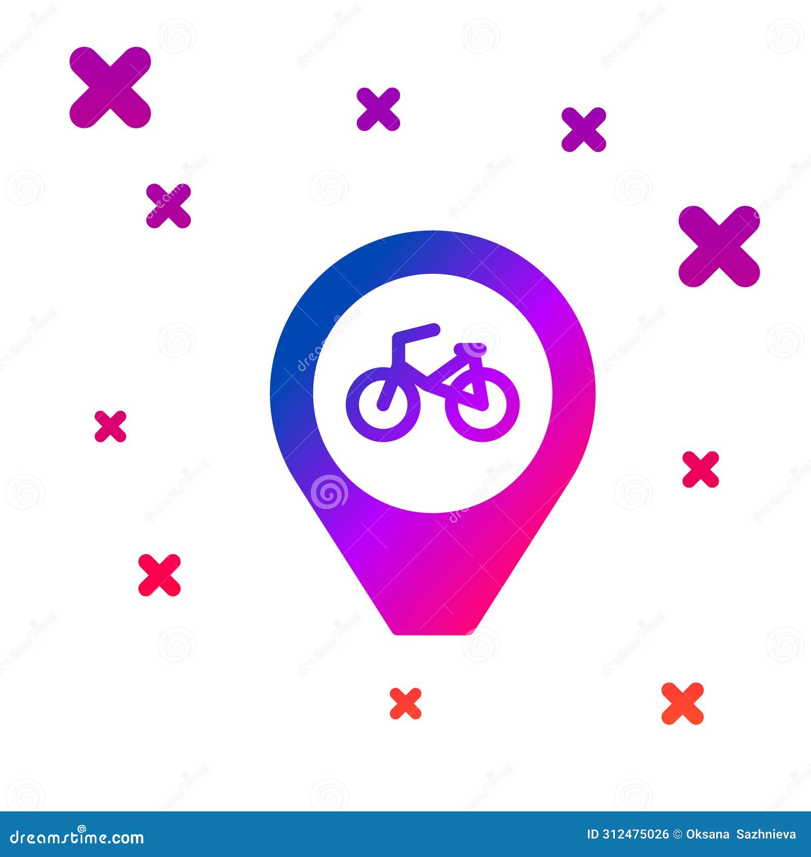 Color Map Pointer with Bicycle Icon Isolated on White Background ...