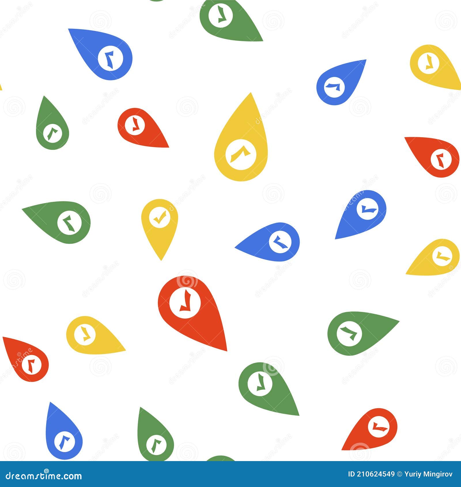 Color Map Pointer with Check Mark Icon Isolated Seamless Pattern on ...