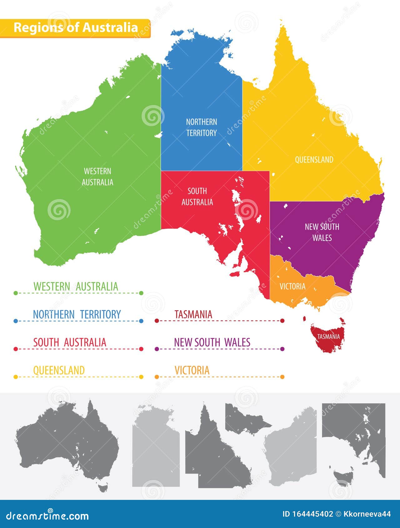 Color Map of the Regions of Australia Stock Vector - Illustration of ...