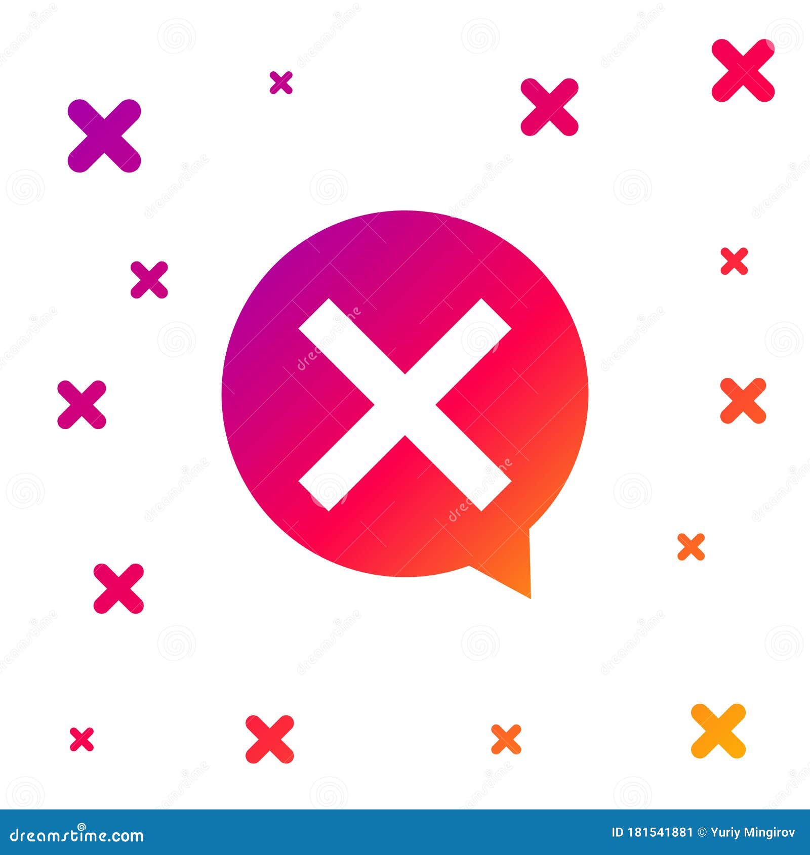 Color X Mark, Cross in Circle Icon Isolated on White Background. Check ...