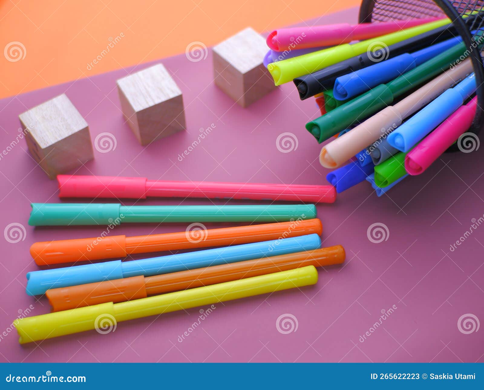 Color Markers on a Two-color Background Stock Image - Image of back ...