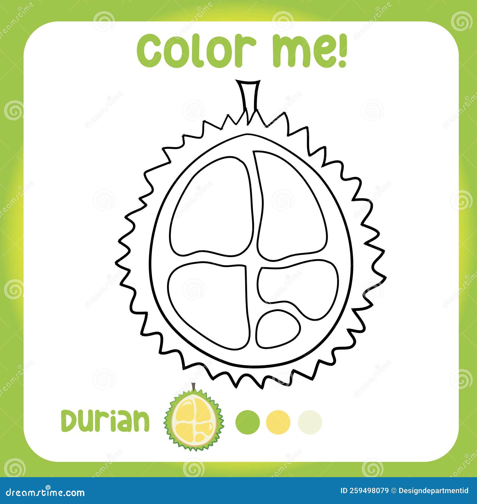 Color Me: the Durian Exotic Fruit Printable Coloring Page for Toddlers ...