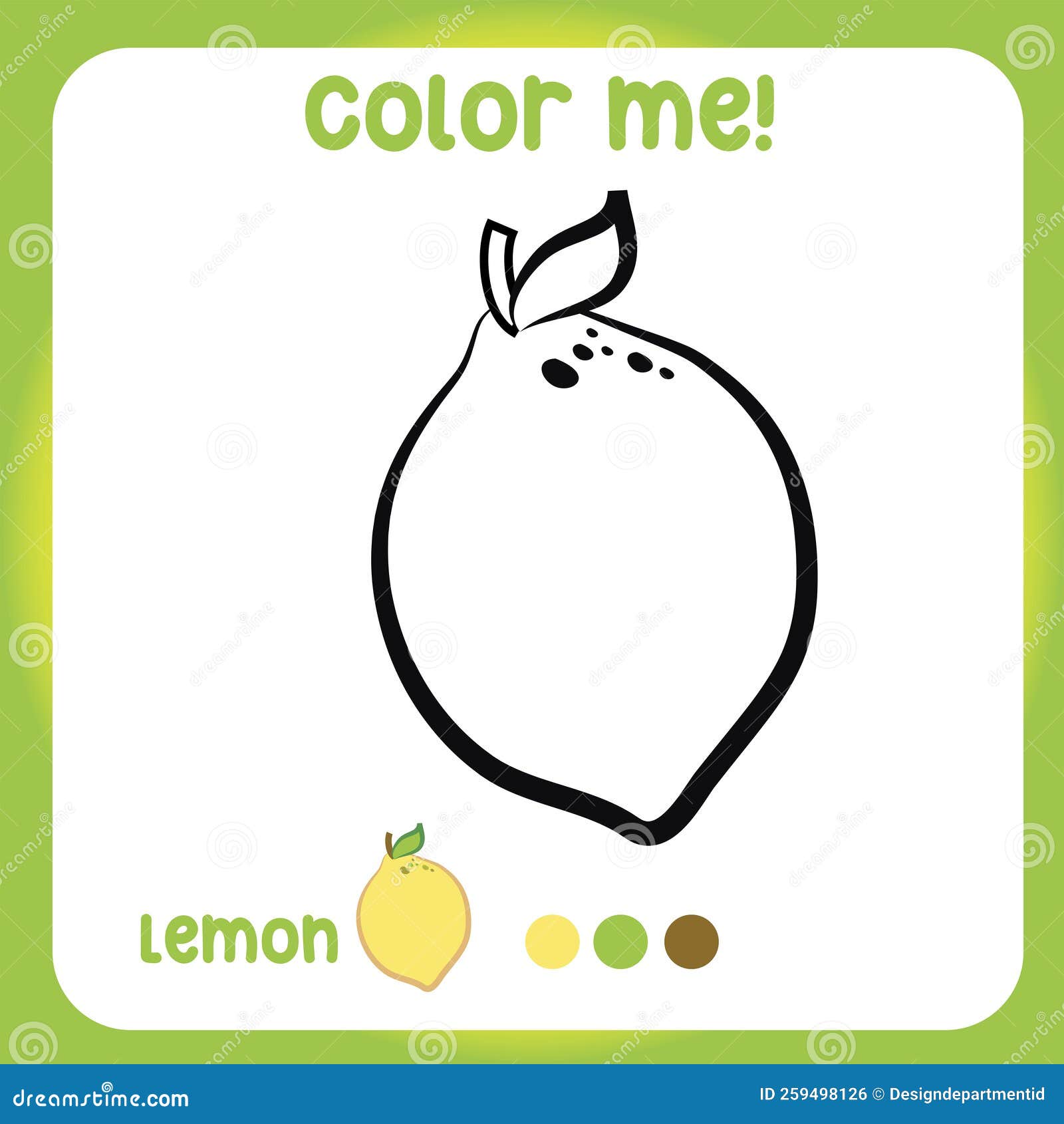 Color Me: Lemon the Fruit Printable Coloring Page for Toddlers. Stock ...