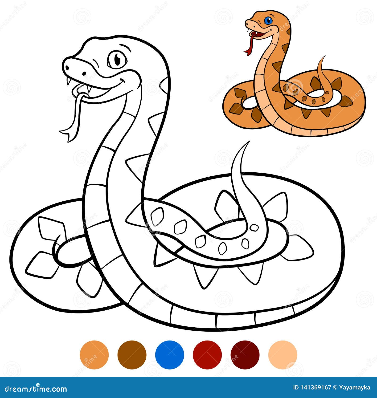 Color Me: Viper. Little Cute Viper Smiles Stock Vector - Illustration ...