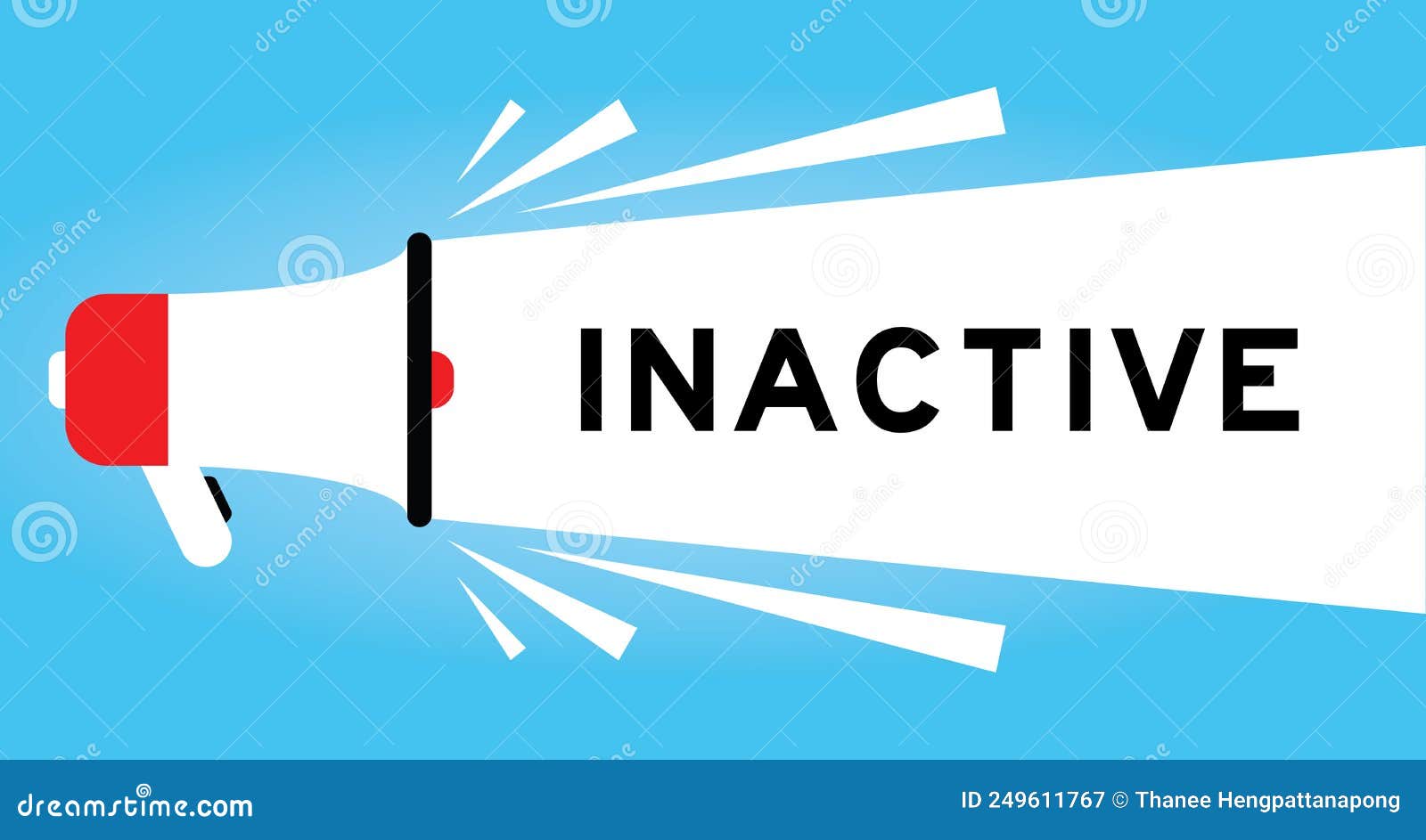 Color Megaphone with Word Inactive in White Banner on Blue Background ...