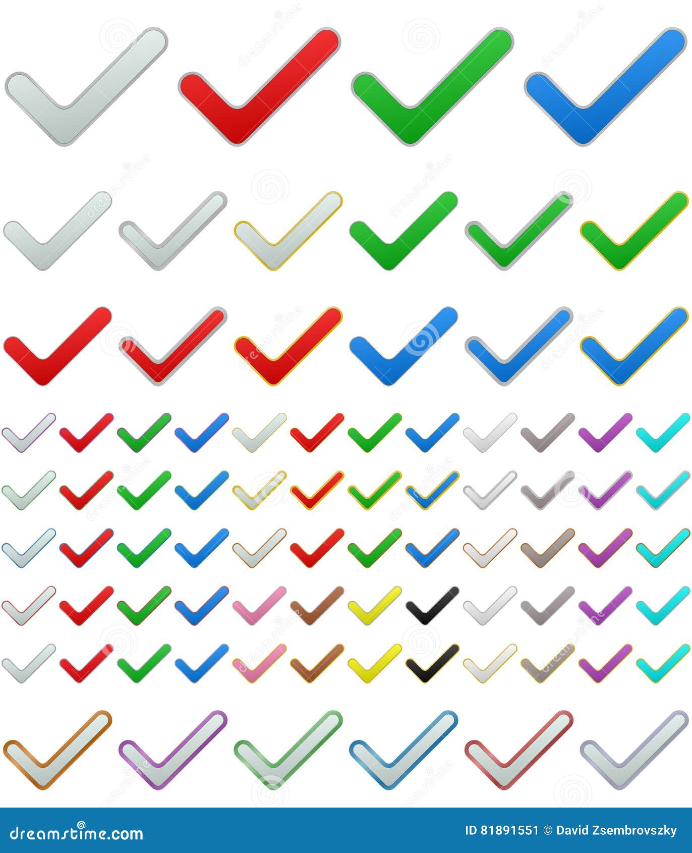 Confirm Symbol Set Cartoon Vector | CartoonDealer.com #29833085