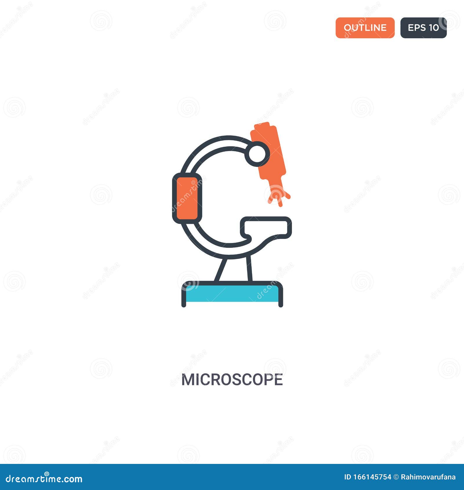 2 Color Microscope Concept Line Vector Icon. Isolated Two Colored ...