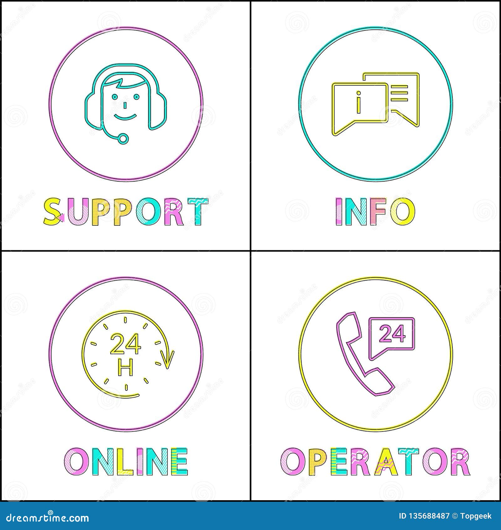Online Customer Support Icon Set in Sketch Style Stock Vector ...