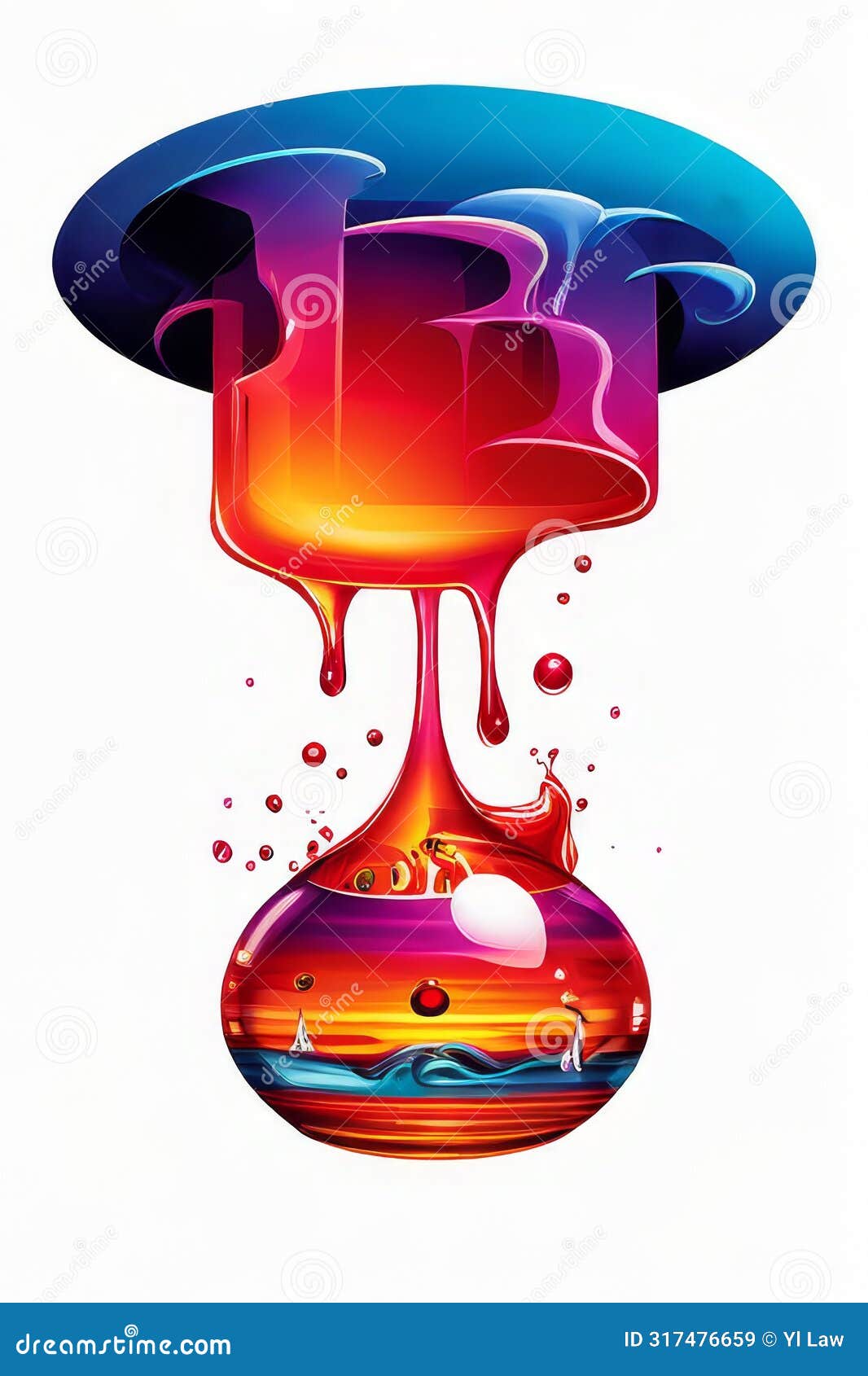 Color Mix , Drop of Ink Color Mix Paint Falling Stock Illustration ...