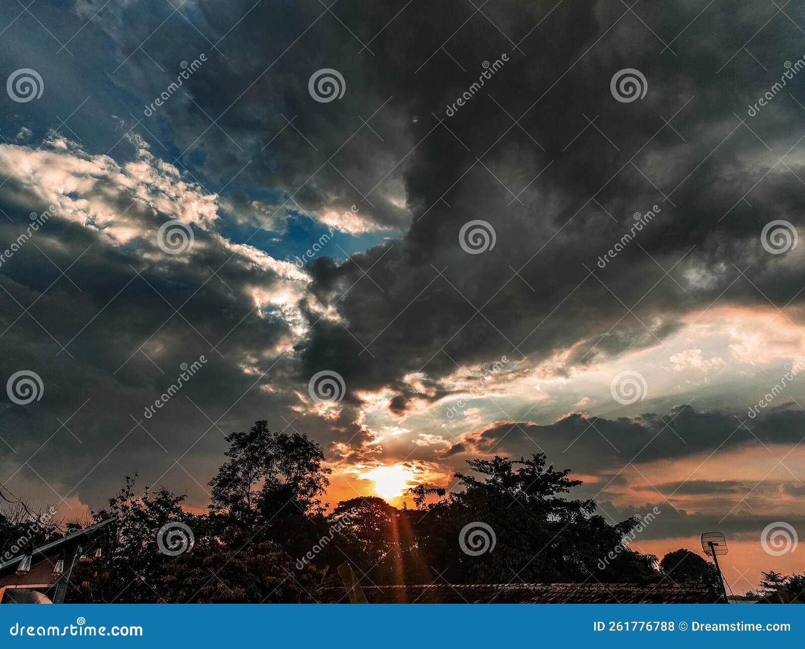 Color Mix Sky in the Evening Stock Photo - Image of sunset, tree: 261776788