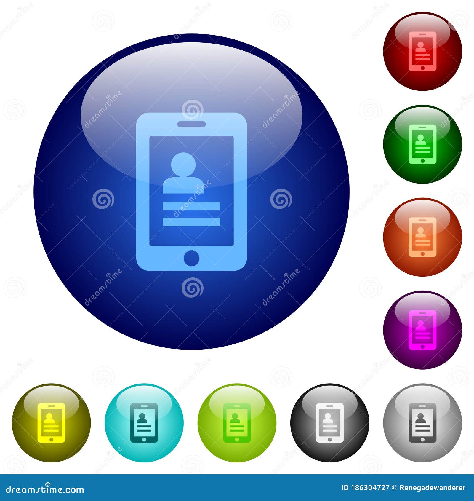 Color Mobile Contacts Glass Buttons Stock Illustration - Illustration ...
