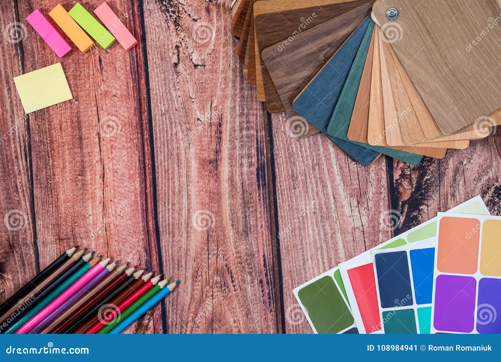 Color Models with Wooden Models, Pencils Stock Image - Image of color ...