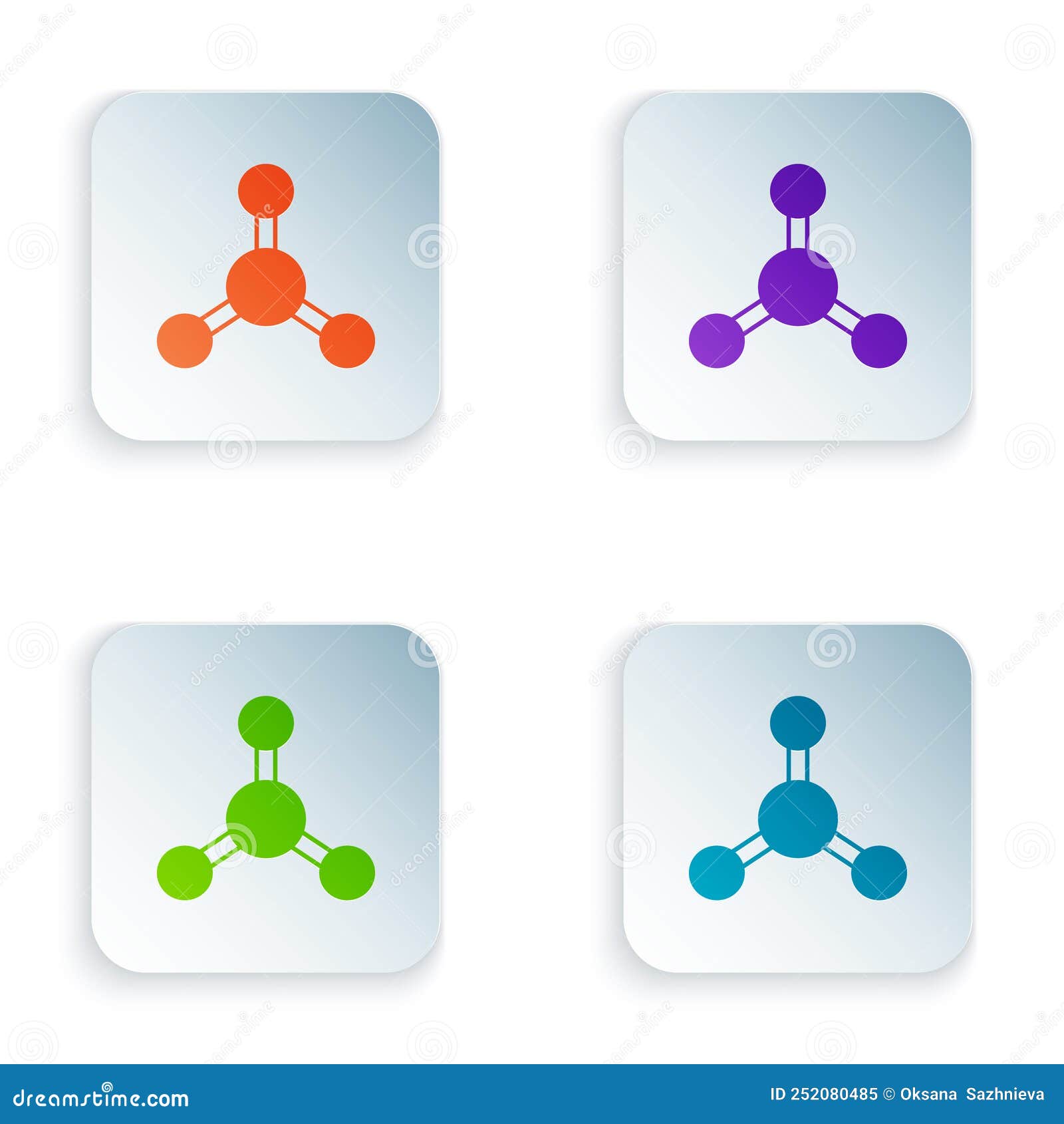 Color Molecule Icon Isolated on White Background. Structure of ...