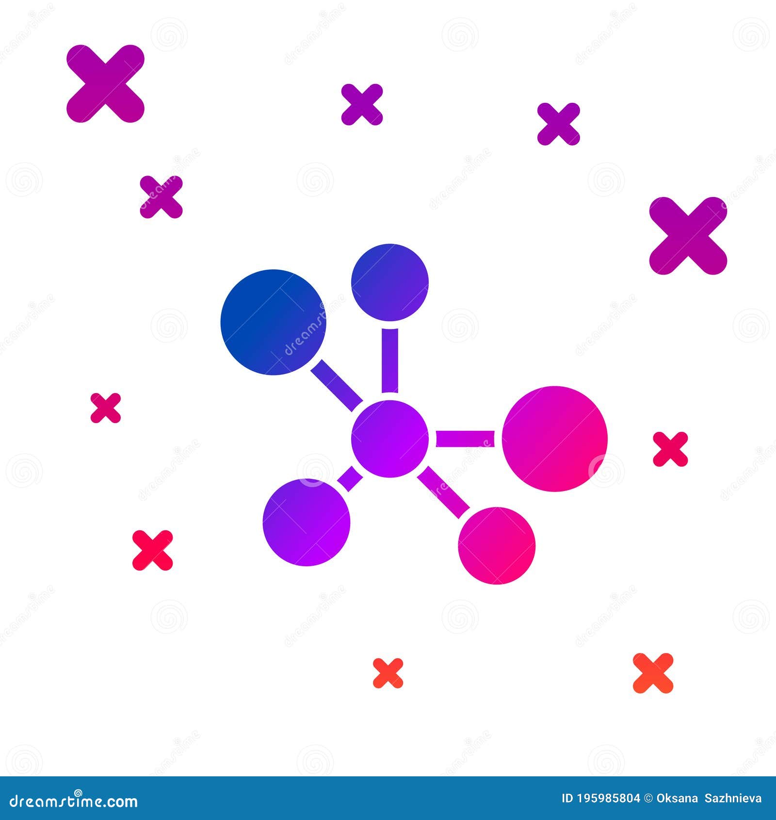 Color Molecule Icon Isolated on White Background. Structure of ...