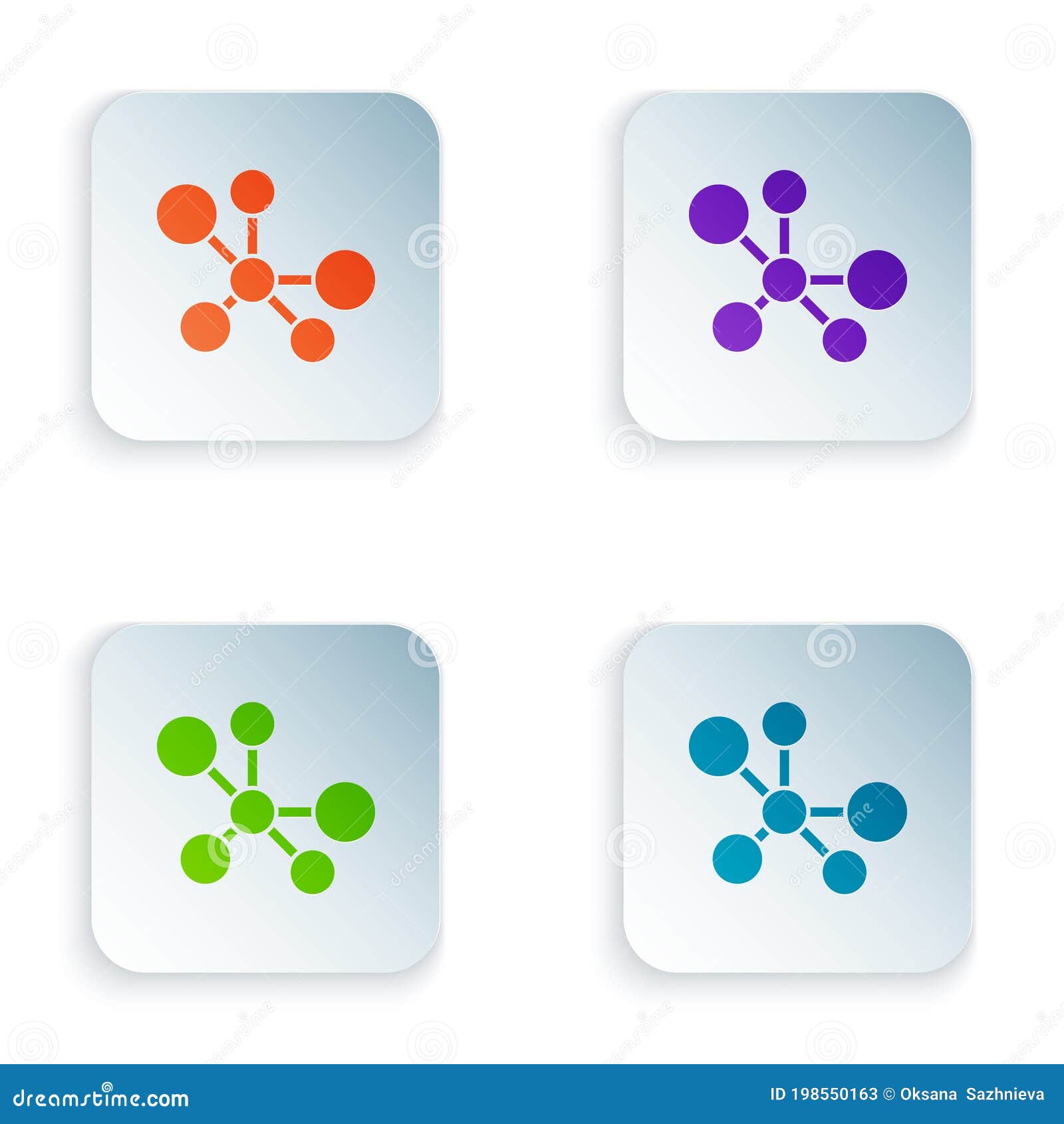 Color Molecule Icon Isolated on White Background. Structure of ...