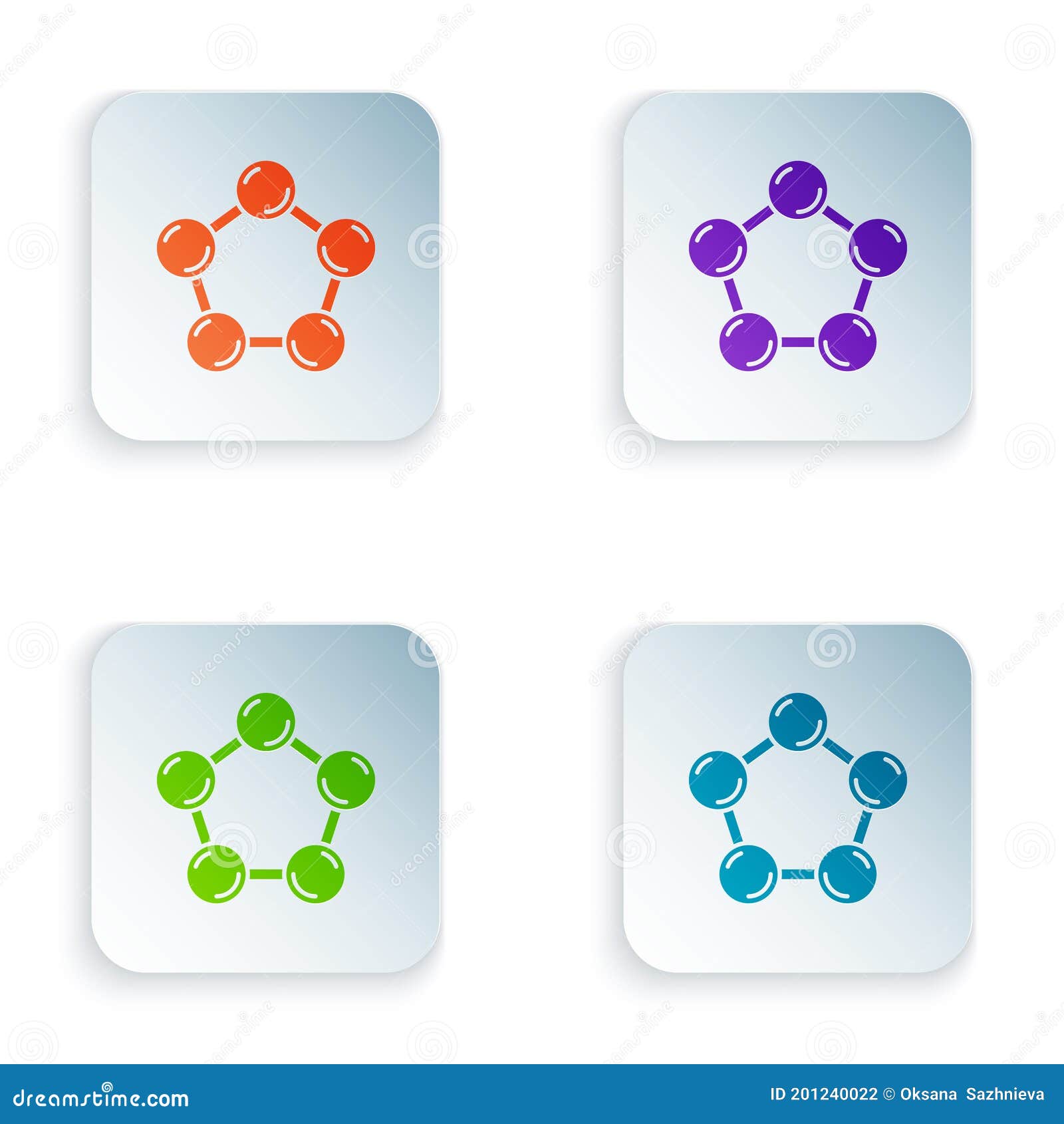 Color Molecule Icon Isolated on White Background. Structure of ...