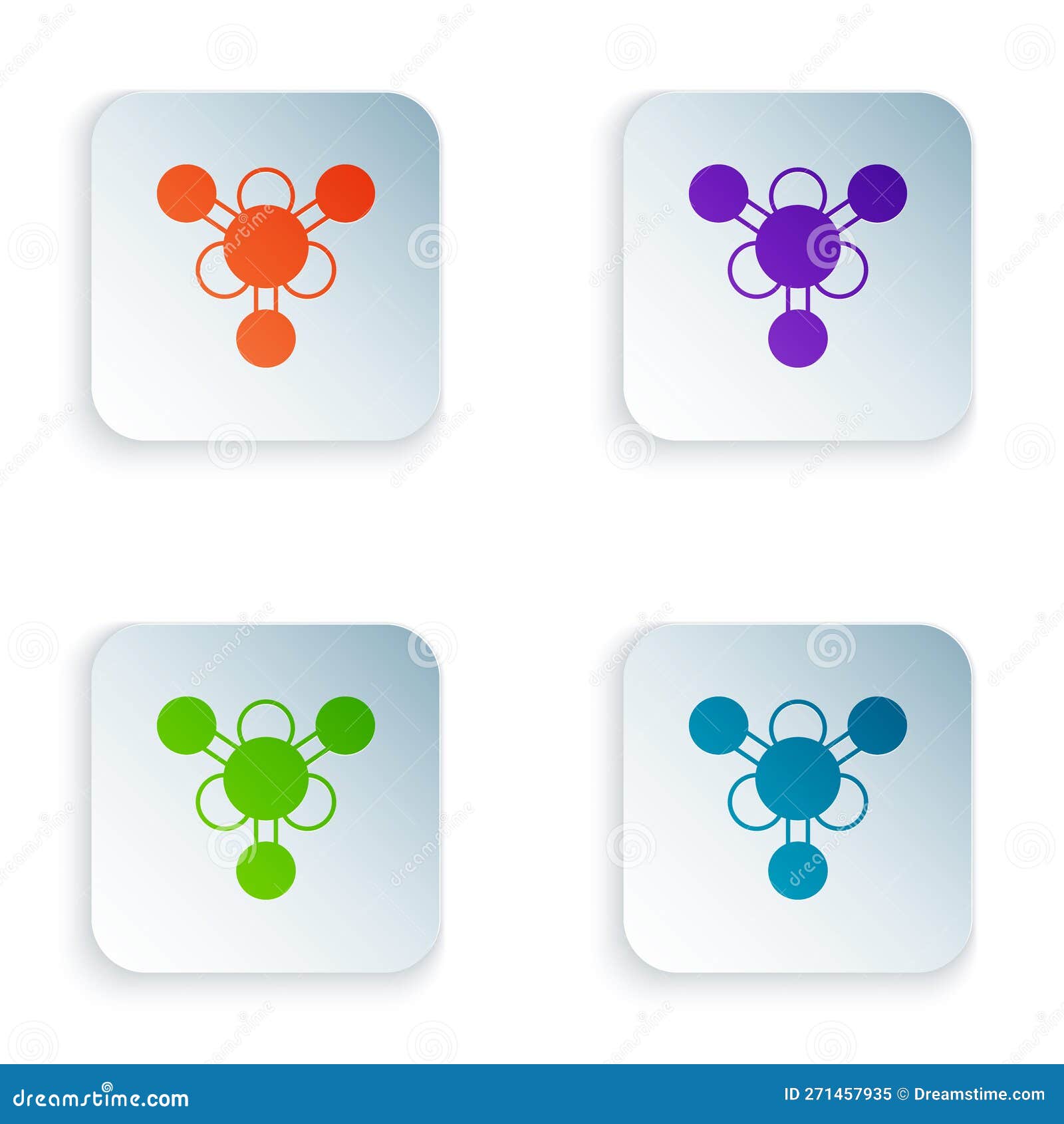 Color Molecule Icon Isolated on White Background. Structure of ...