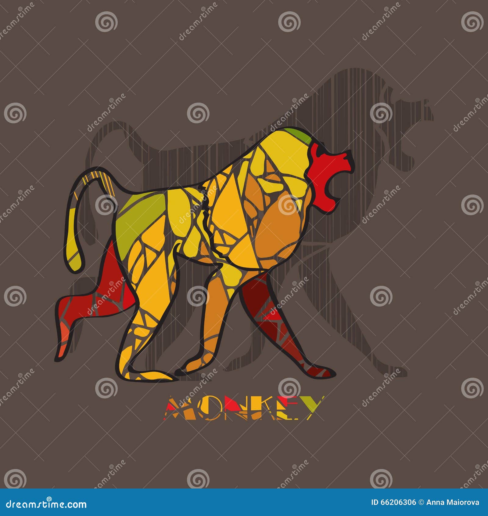 Color Monkey. Animals set stock illustration. Illustration of gift ...