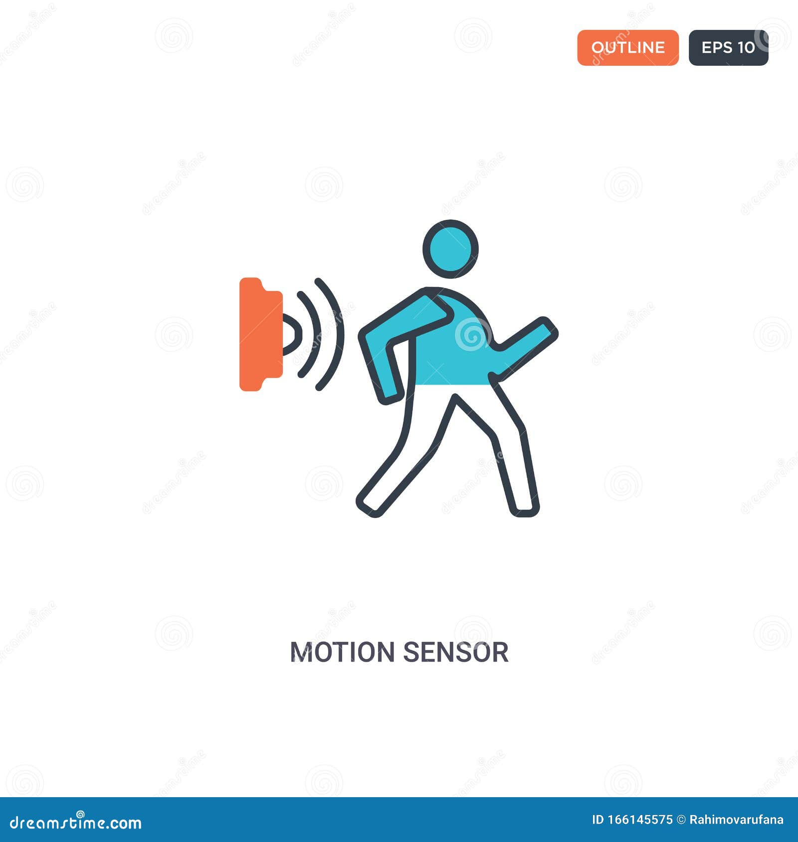 2 Color Motion Sensor Concept Line Vector Icon. Isolated Two Colored ...