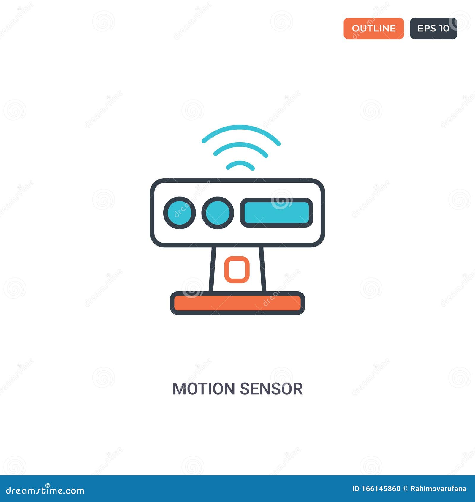 2 Color Motion Sensor Concept Line Vector Icon. Isolated Two Colored ...