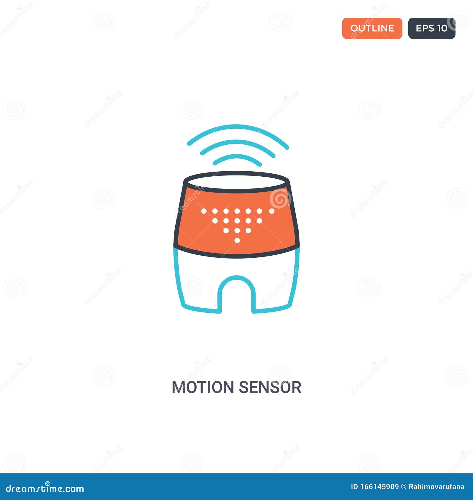 2 Color Motion Sensor Concept Line Vector Icon. Isolated Two Colored ...