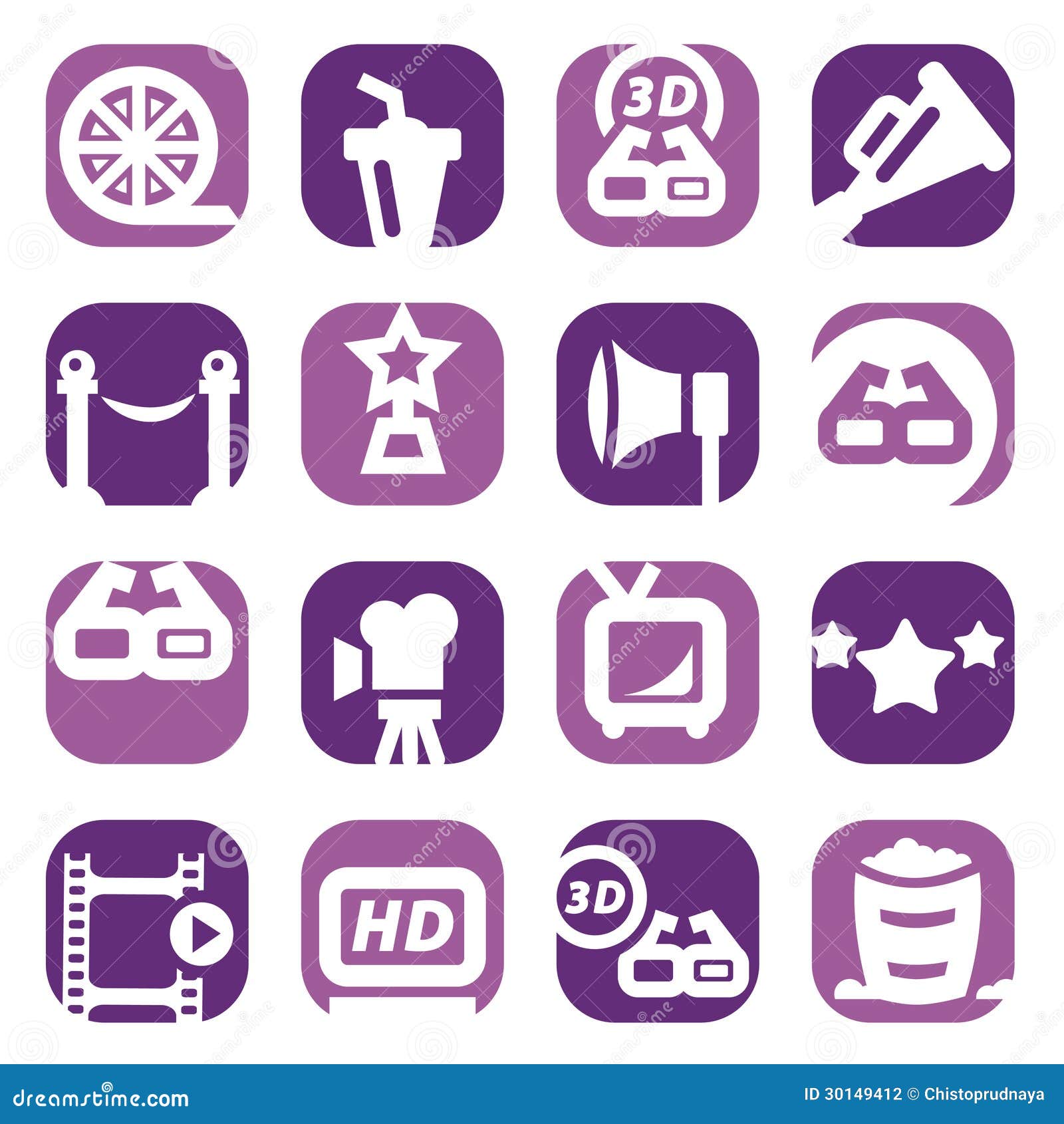 Color movie icon set stock vector. Illustration of director - 30149412