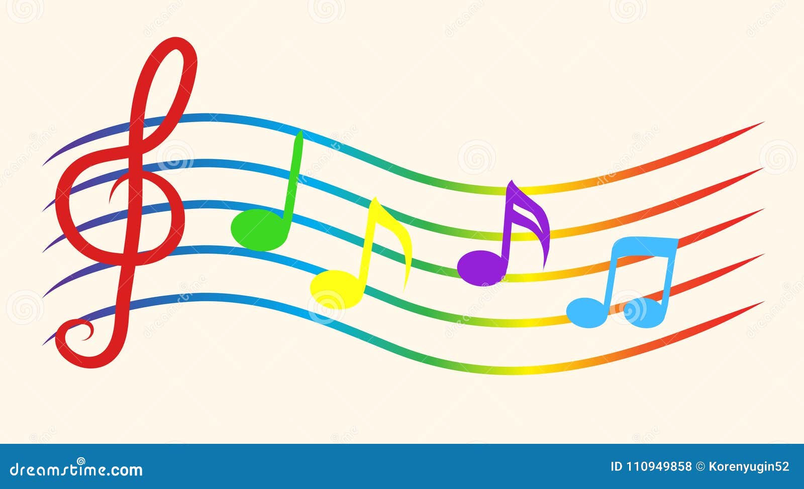 Color Music Notes on Staves. Vector Illustration Stock Vector ...
