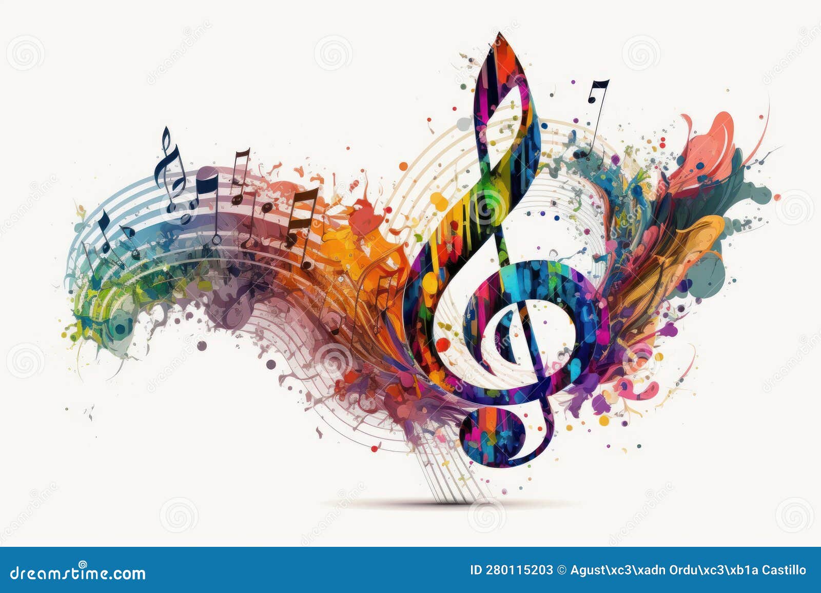 Color Musical Note on White Background. Generative AI. Stock ...