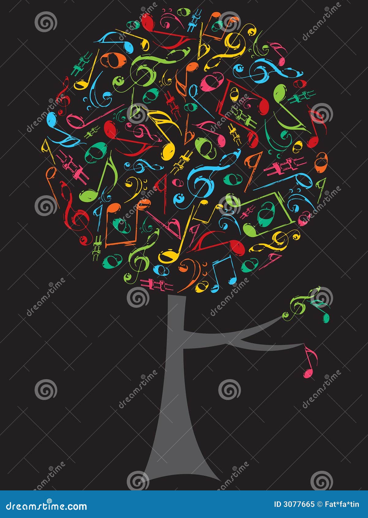Color Musical Notes Pop Tree Stock Vector - Illustration of background ...