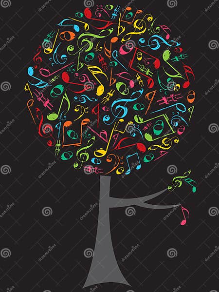 Color Musical Notes Pop Tree Stock Vector - Illustration of background ...
