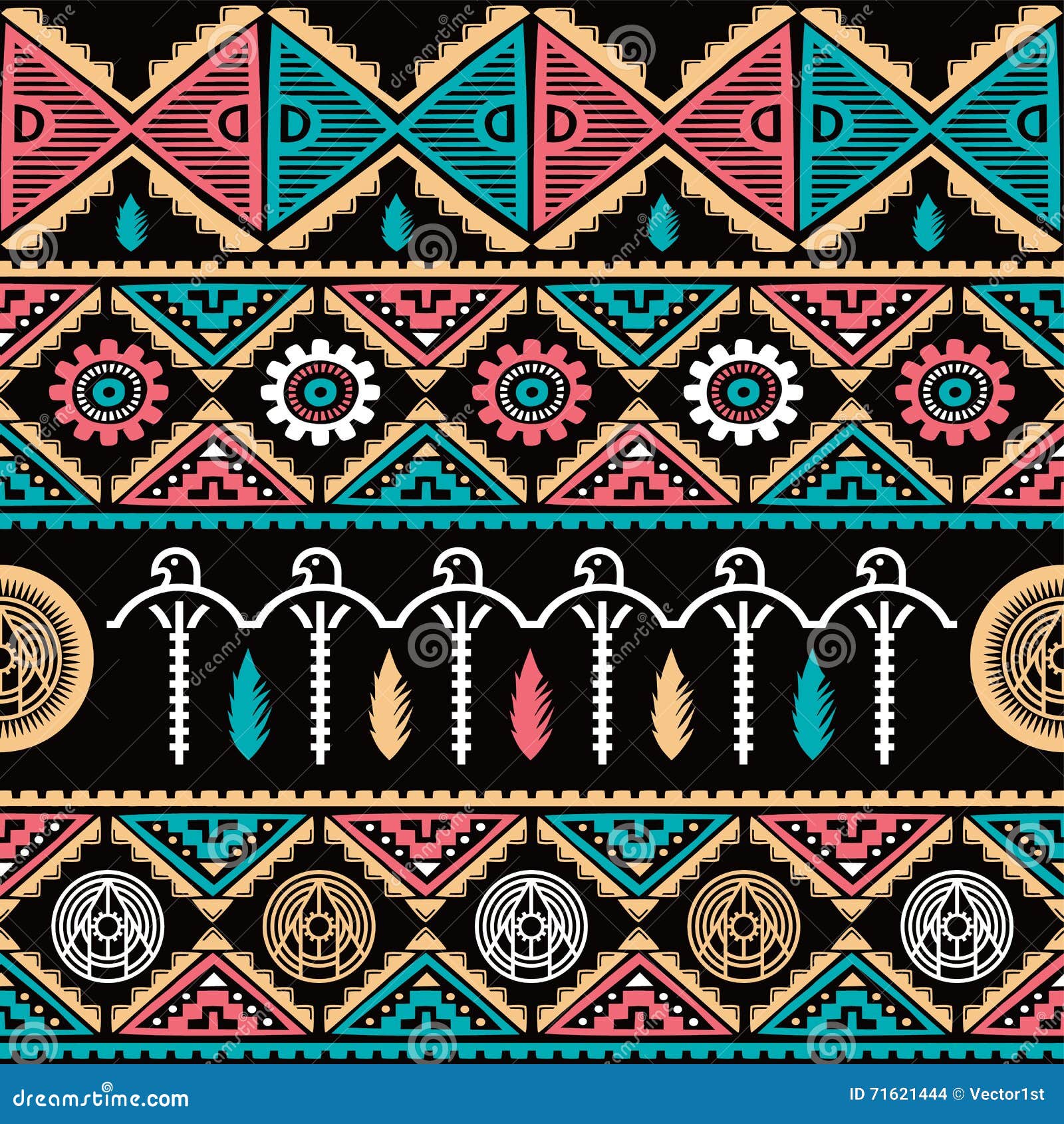 Color Native Ethnic Seamless Pattern Stock Vector - Illustration of ...