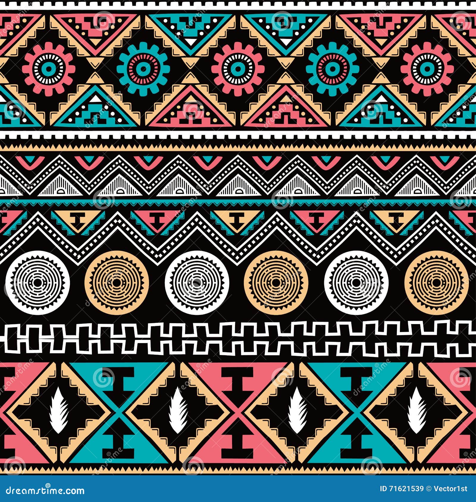 Color Native Ethnic Seamless Pattern Stock Vector - Illustration of ...