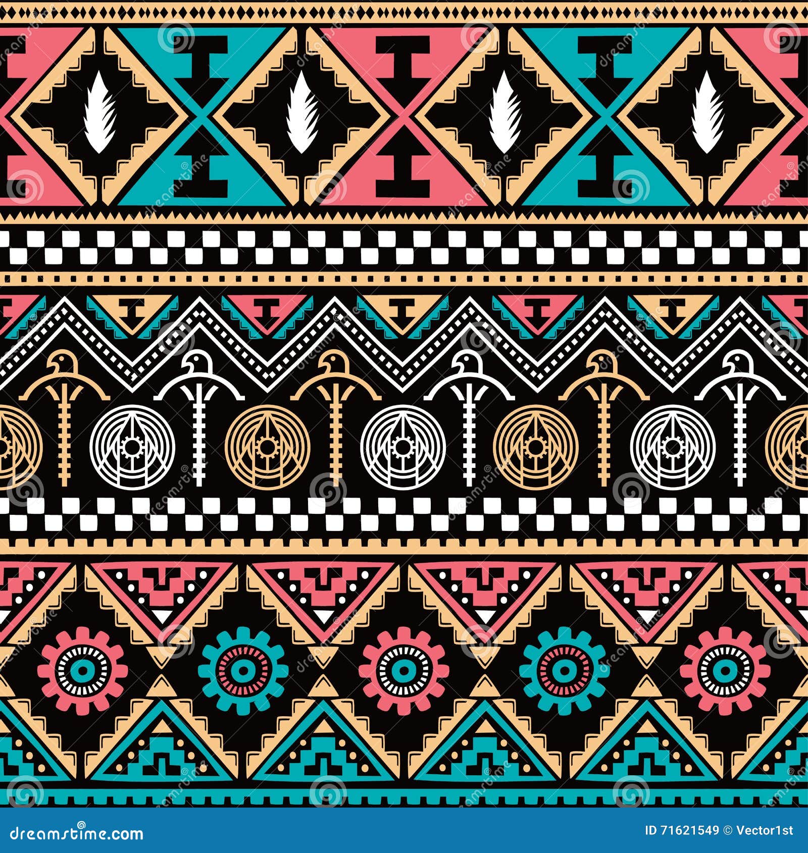Color Native Ethnic Seamless Pattern Stock Vector - Illustration of ...