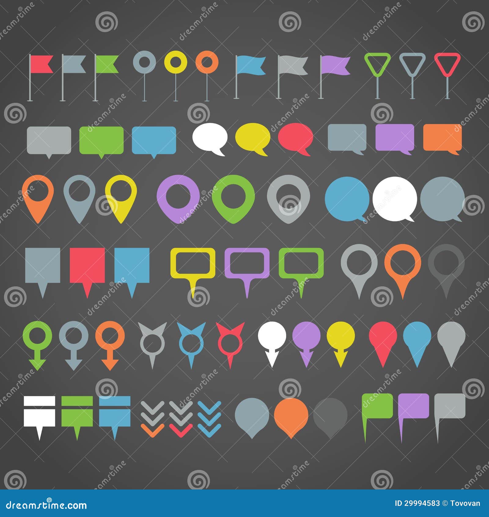 Navigation pins collection stock vector. Illustration of mark - 29994583