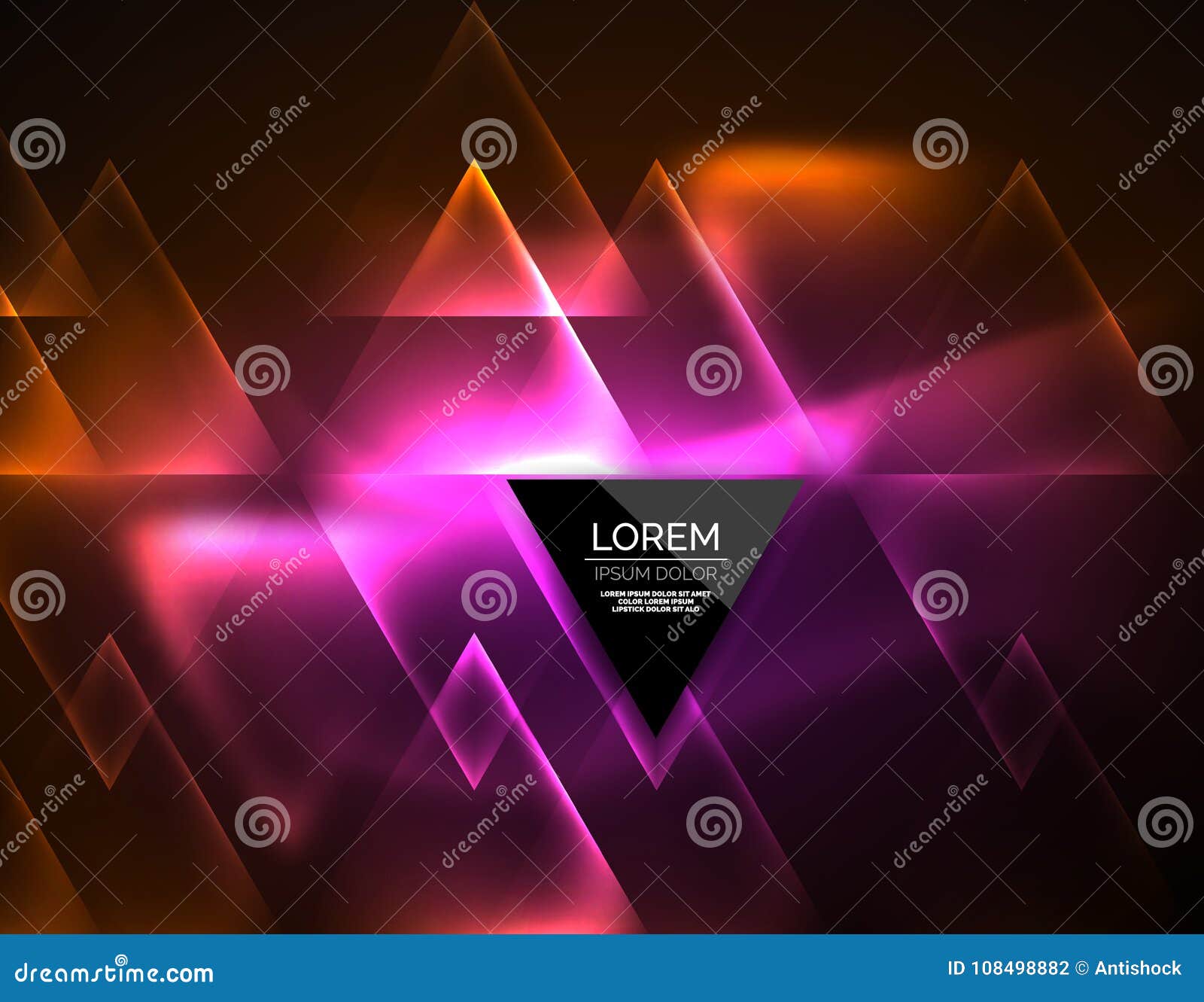 Color Neon Glowing Triangles, Abstract Background Stock Vector ...