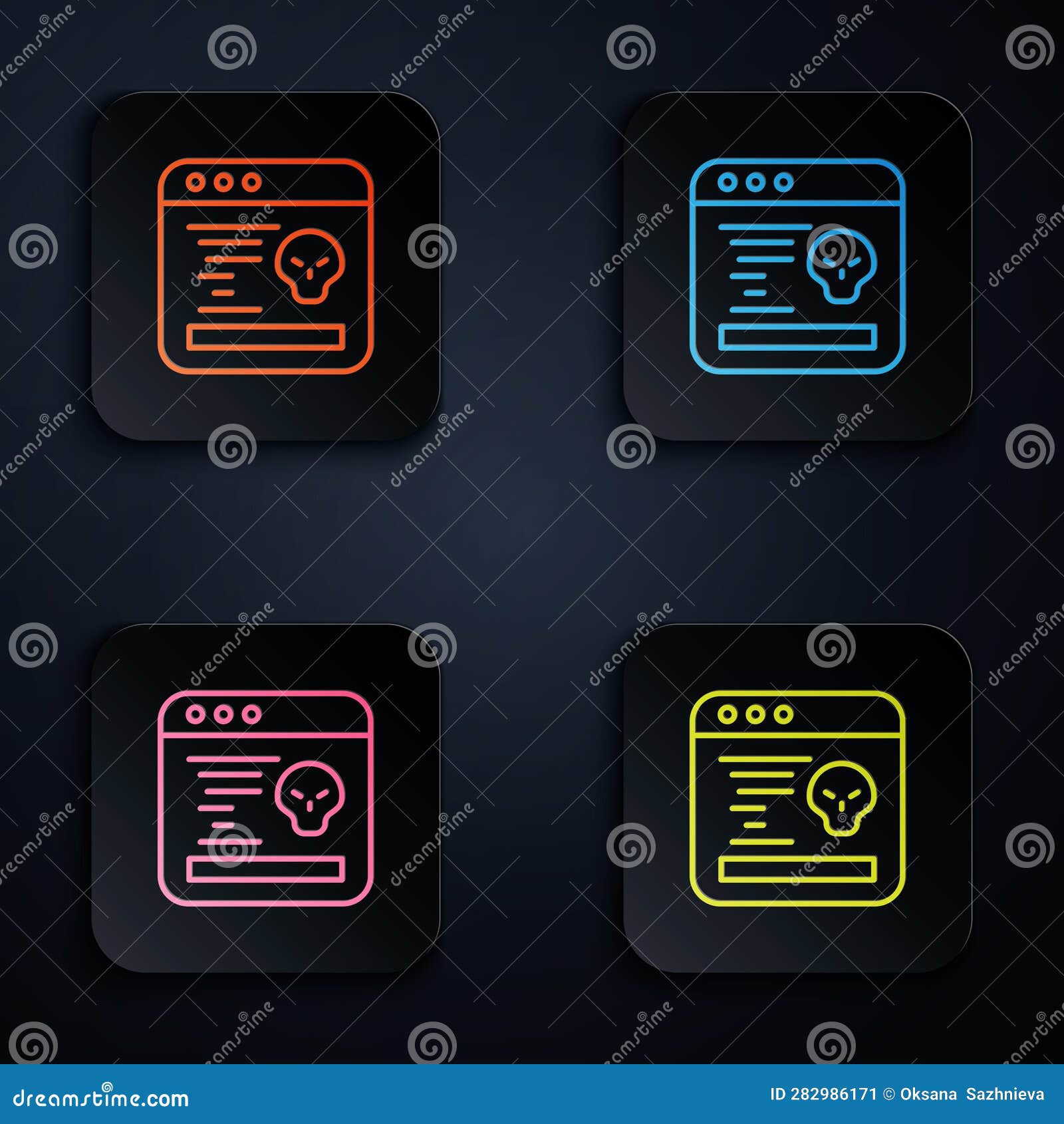 Color Neon Line System Bug Concept Icon Isolated on Black Background ... Color Neon Line System Bug Concept Icon Isolated on Black Background ...