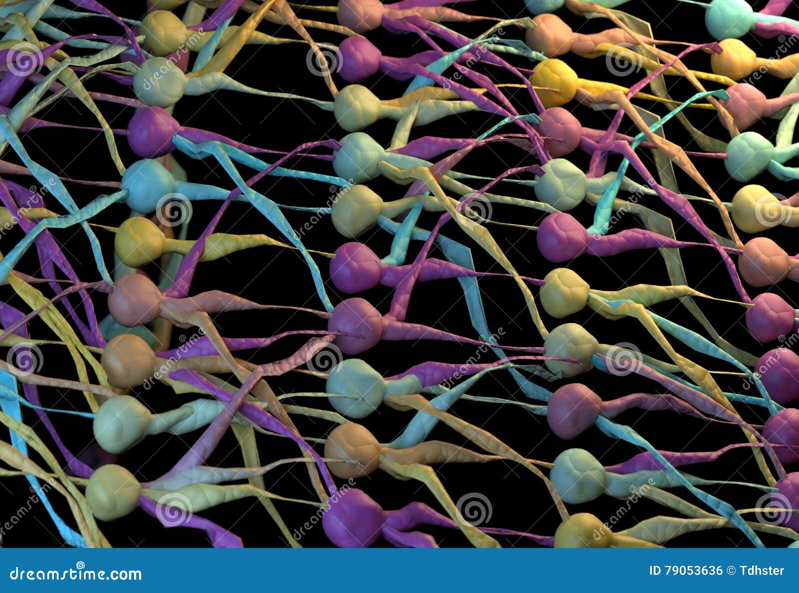 Color Neuronal Network. Neuron Net. 3D Illustration. Stock Illustration ...