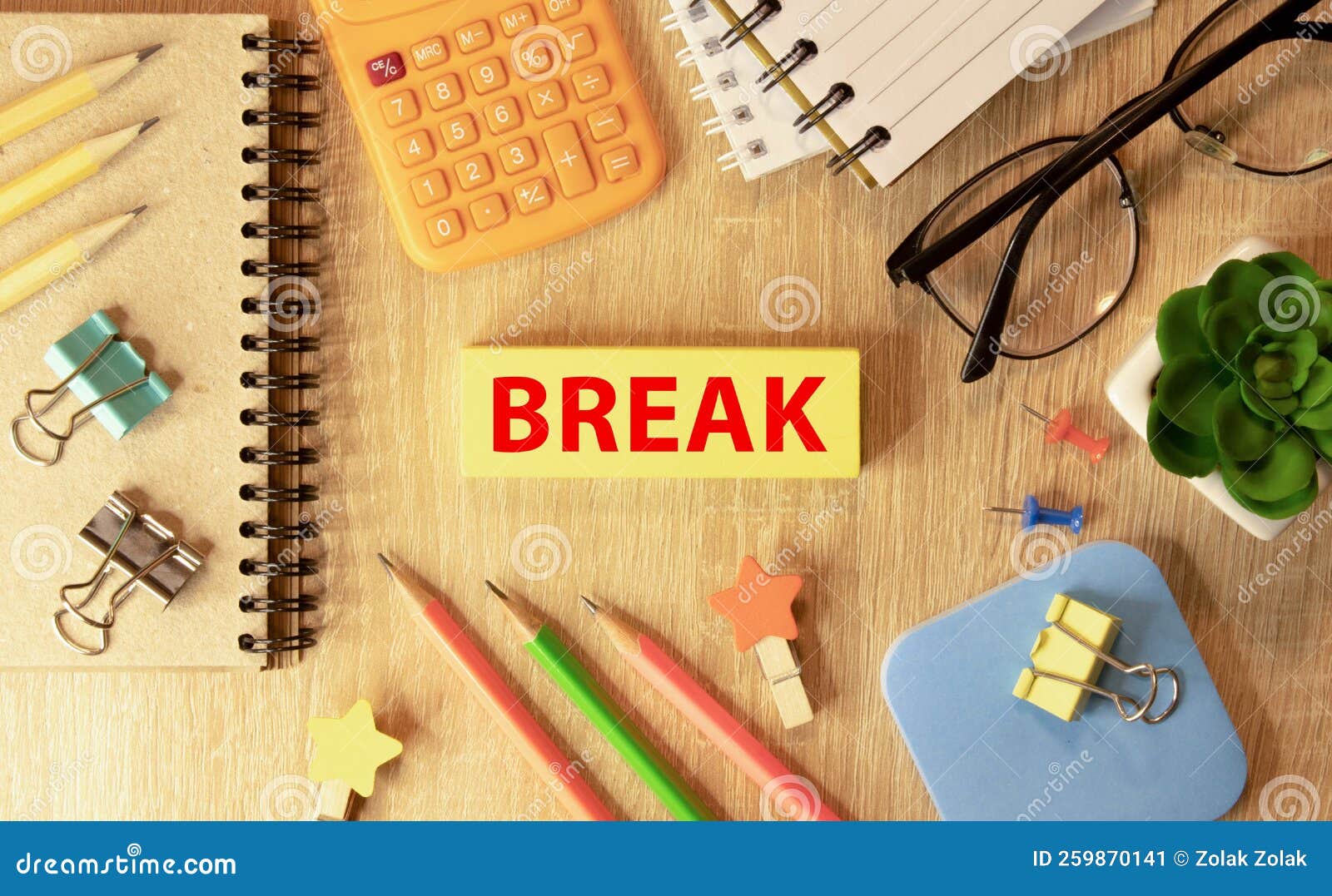 Color Notes with Letters Pinned on a Board. Word BREAK. Work Space ...