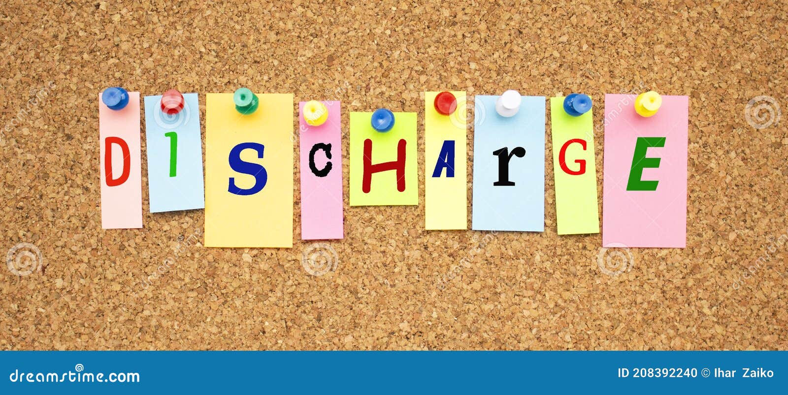Word Discharge. Top View Of Wooden Blocks With Letters On Yellow ...