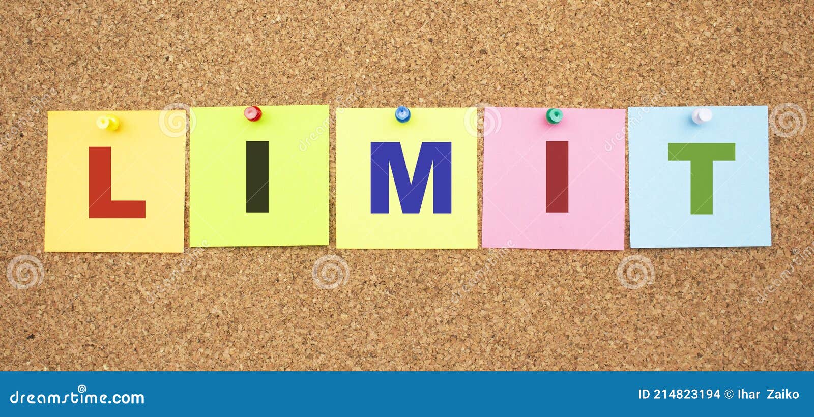 Color Notes with Letters Pinned on a Board. Word LIMIT Stock Photo ...